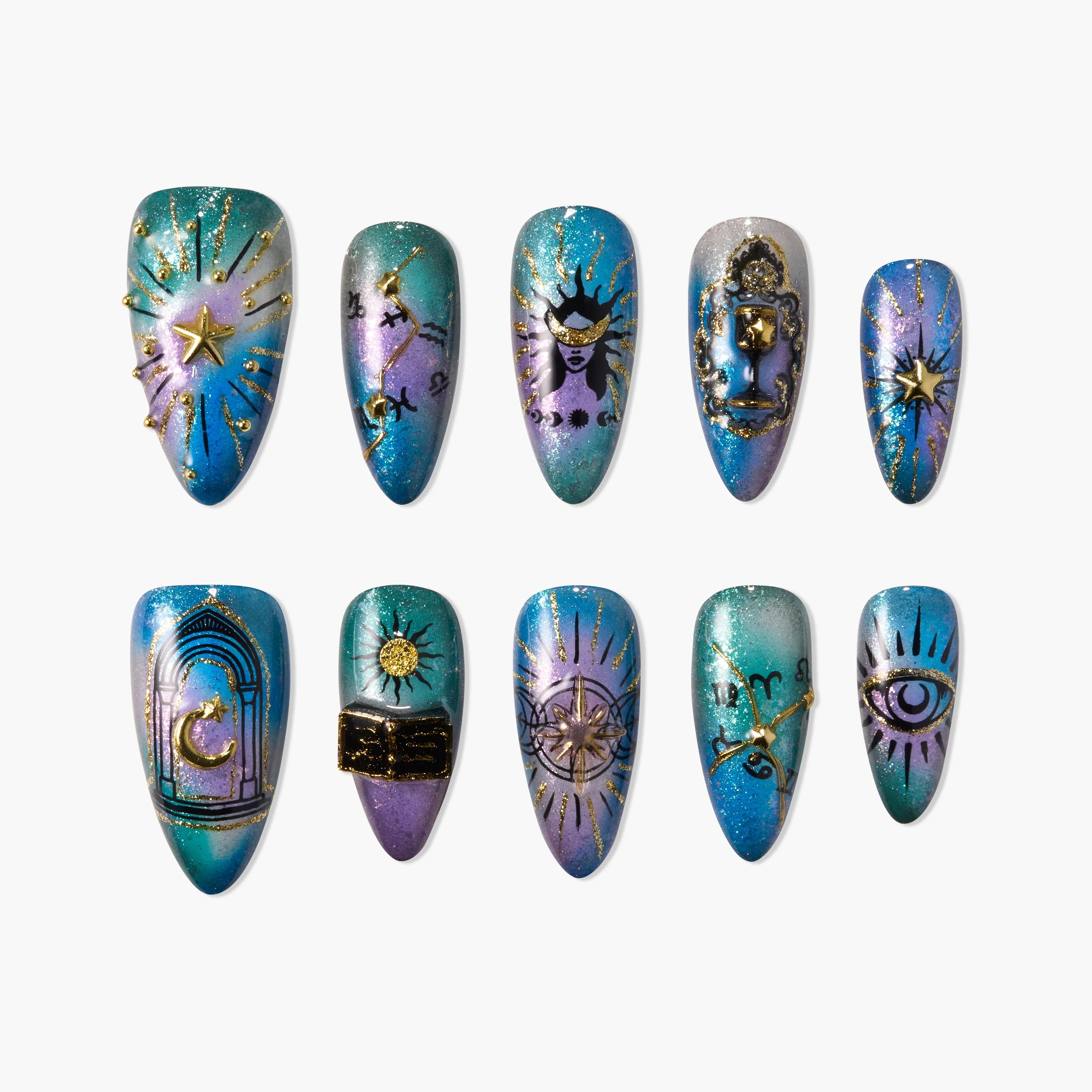 Astral Oracle Press-On Nails | Mystic Galaxy Tarot Design – Emily’s Nail
