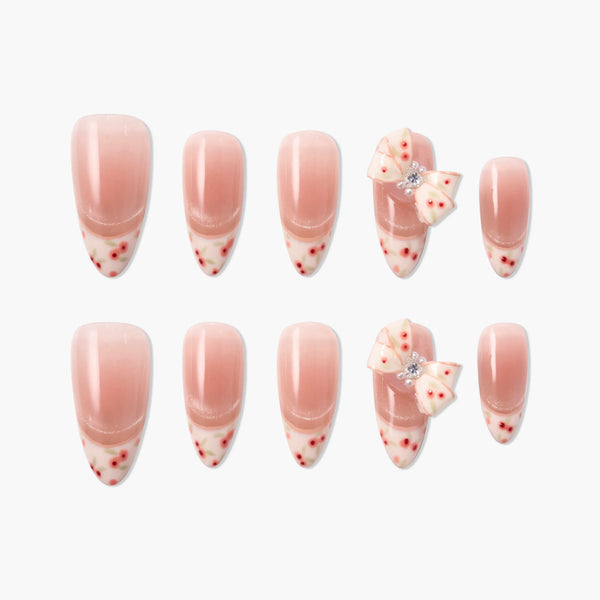 Cherry Ribbon | Press-On Nails · Handmade | Emily’s Nail